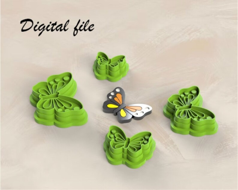 Butterfly 2 Polymer Clay Cutter Digital STL File 4 Sizes Sharp Clean ...