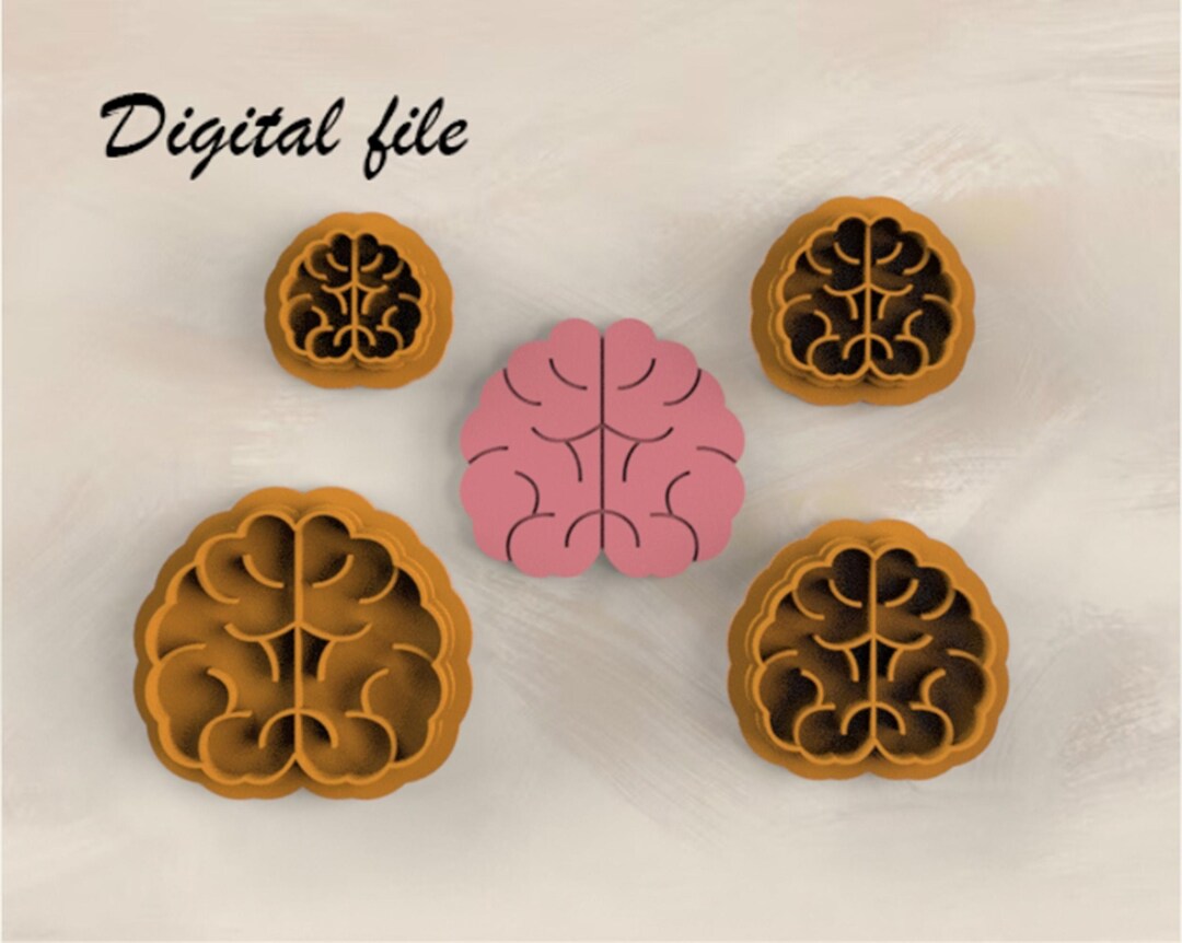 Brain Polymer Clay Cutter Halloween Cutter Digital STL File 4 Sizes ...