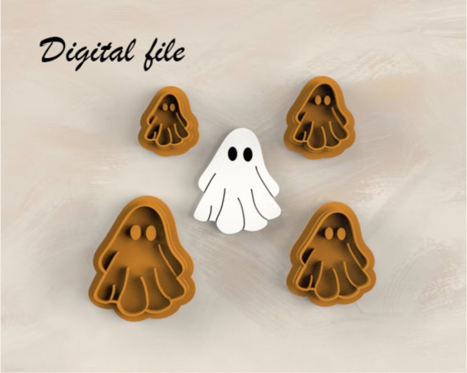 Ghost 2 Polymer Clay Cutter Halloween Cutter Digital STL File 4 Sizes ...
