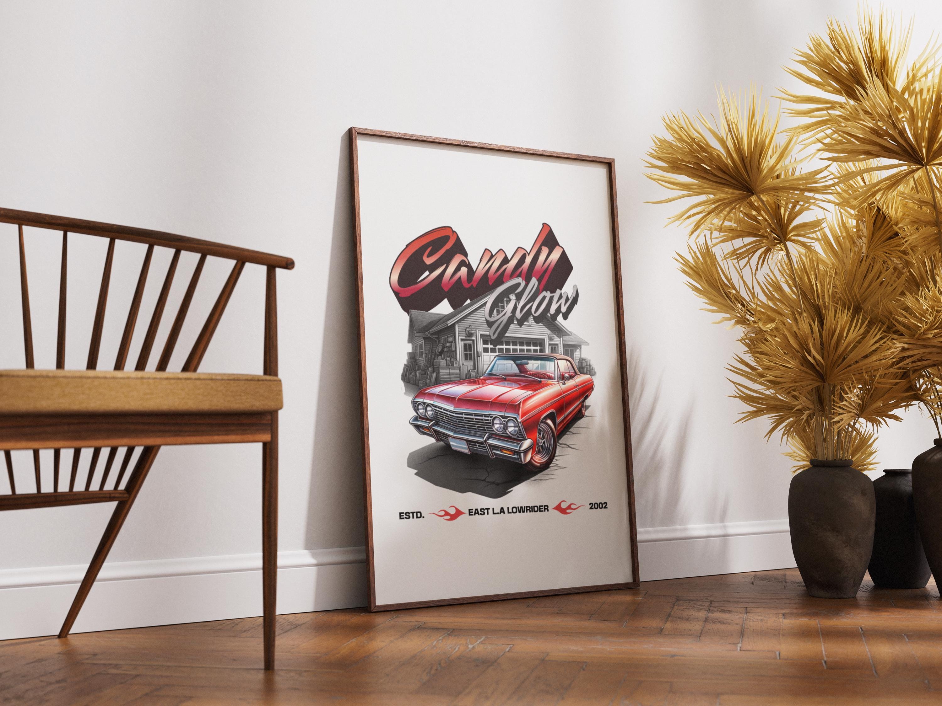 Red Lowrider Poster - Lowrider Art Print - Car Lover Gift, Urban Wall ...