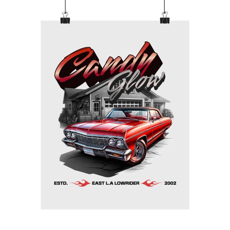 Red Lowrider Poster - Lowrider Art Print - Car Lover Gift, Urban Wall ...