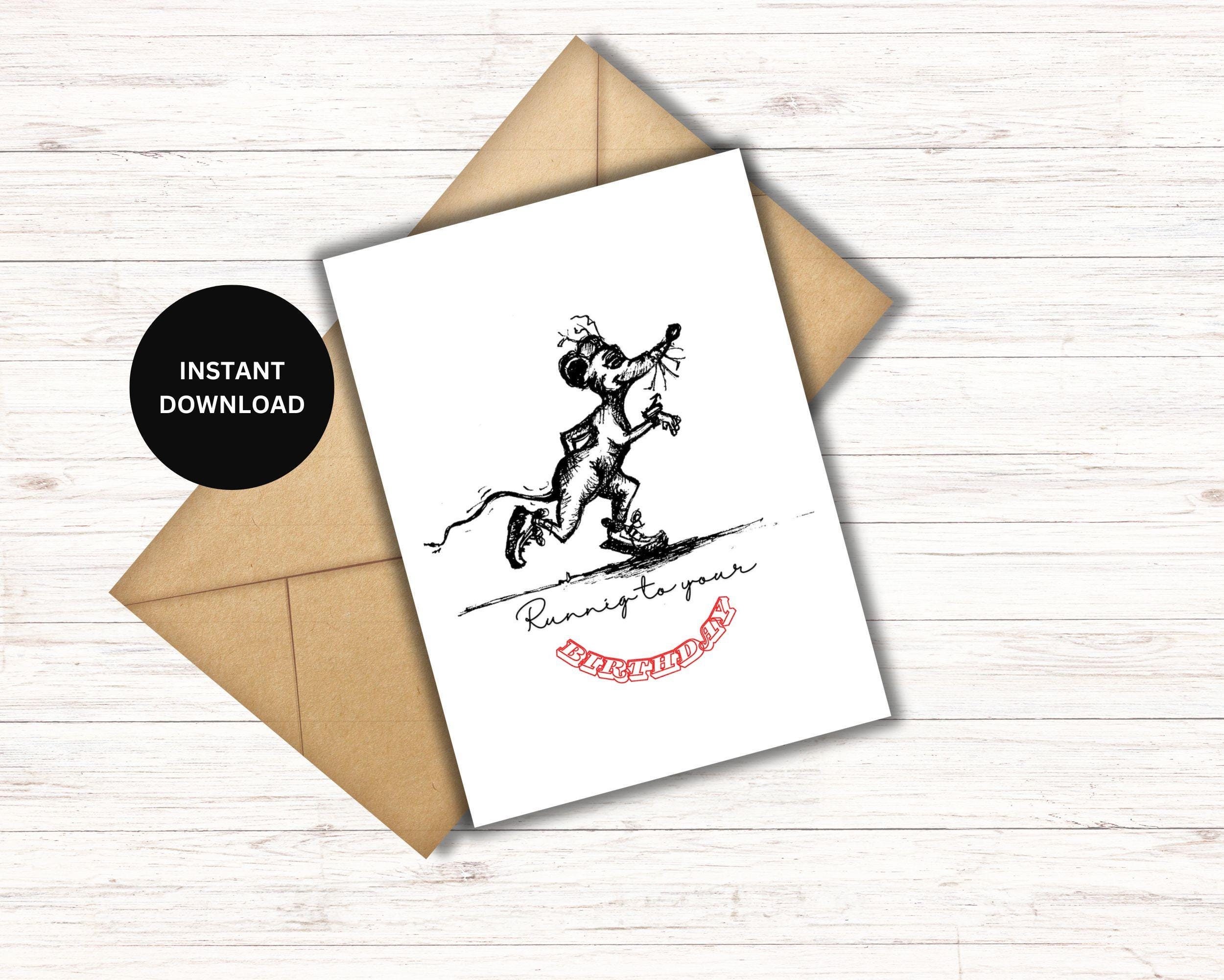 Printable | Downloadable Card | Digital Instant Download |sport| Runner ...