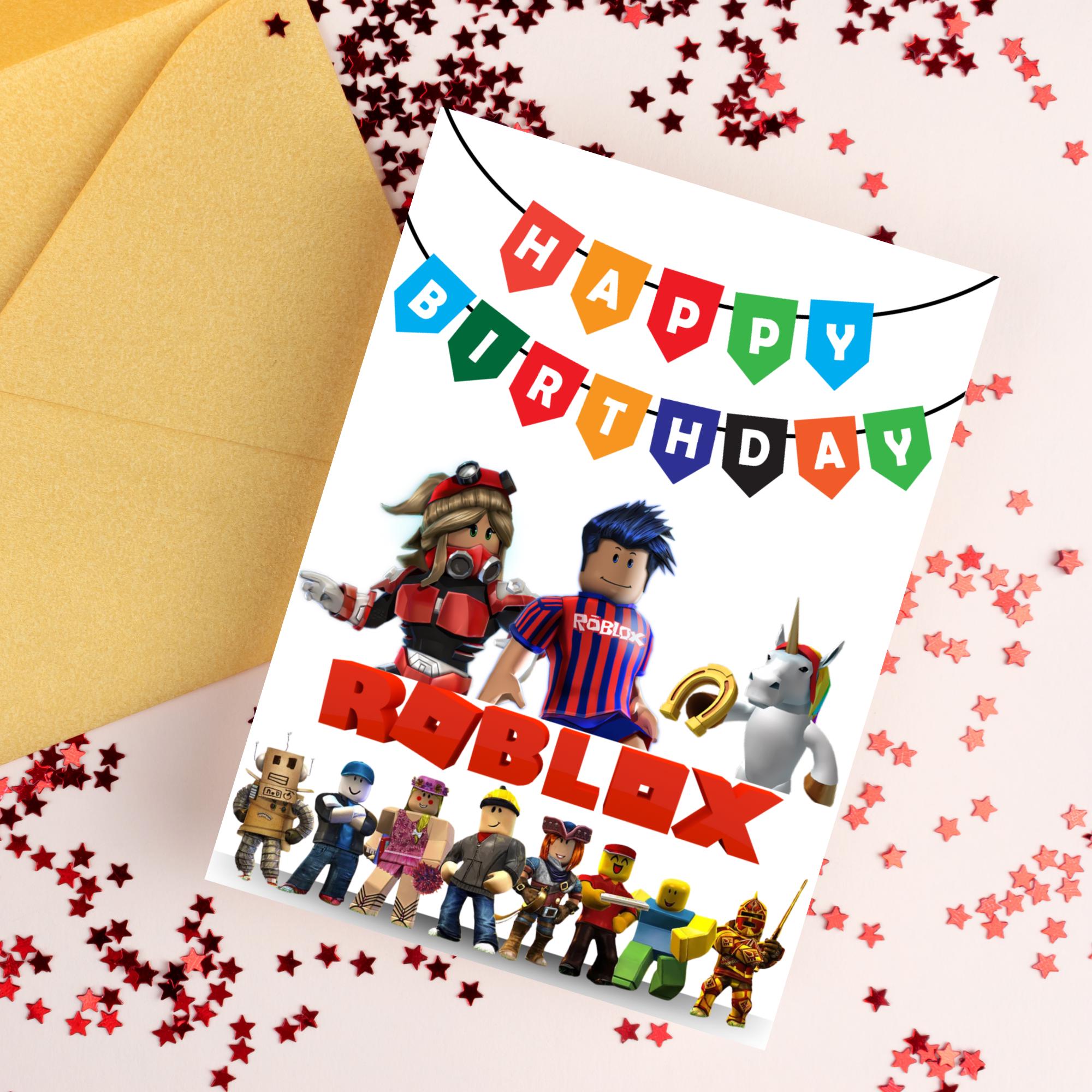 Roblox Birthday Card 5x7 Folded, Bright and Colorful Theme for Boy or ...