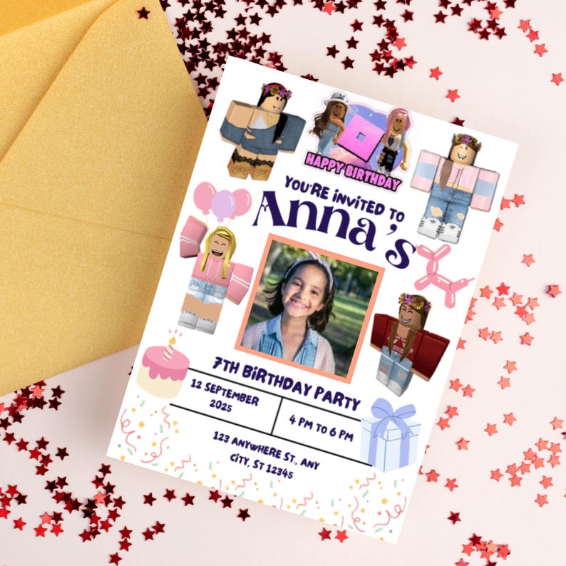 Personalized Roblox Birthday Invitation Template - Rob-lox Girl ...