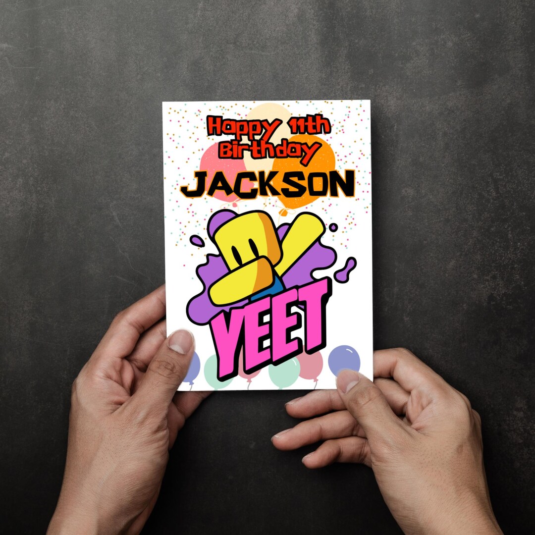 5x7 Custom Roblox Birthday Card - Yeet Design, Blank Inside, Canva ...
