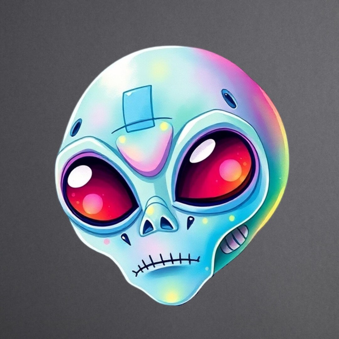 Alien Faces Watercolor Clipart PNG Bundle Set of 8, High Resolution ...