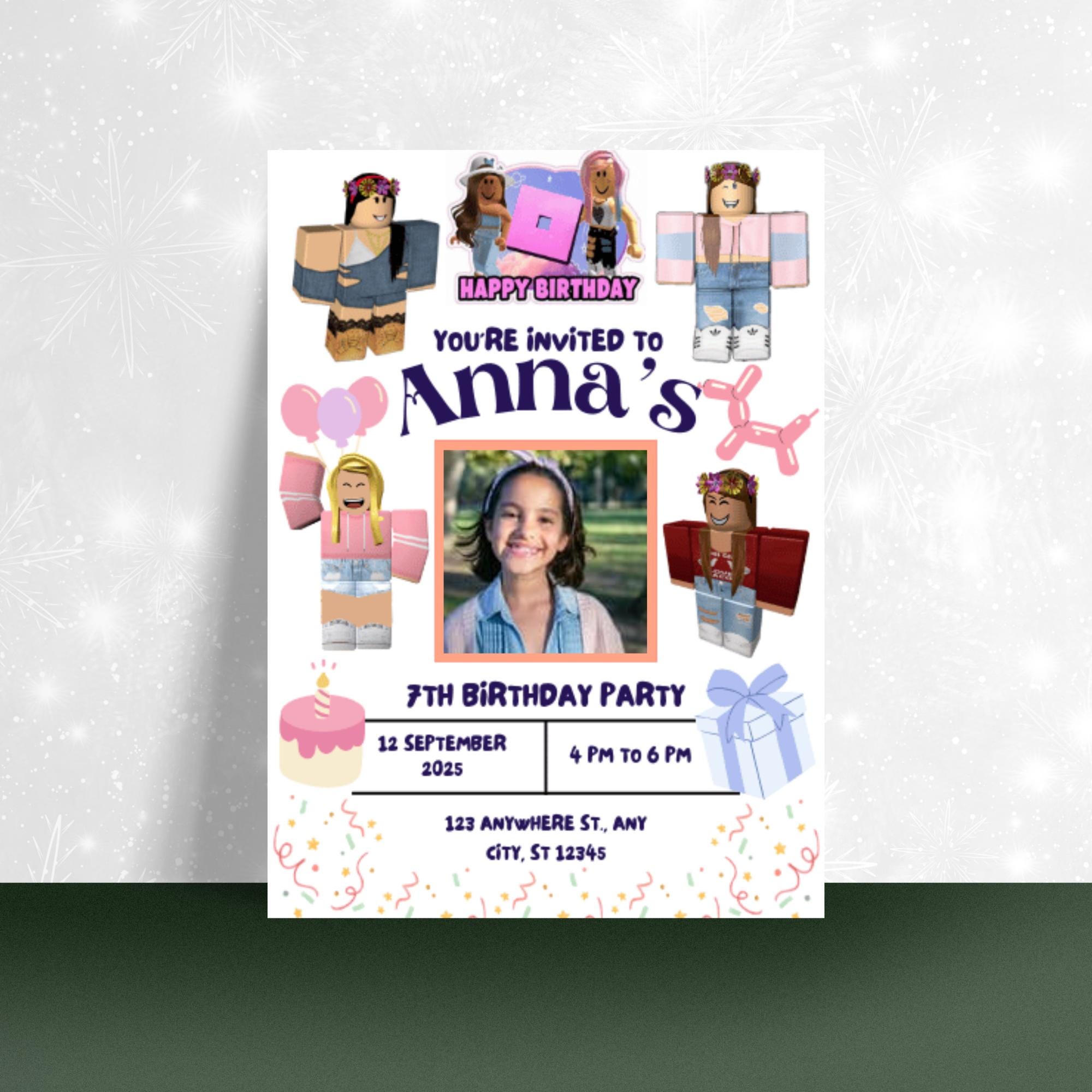 Personalized Roblox Birthday Invitation Template - Rob-lox Girl ...