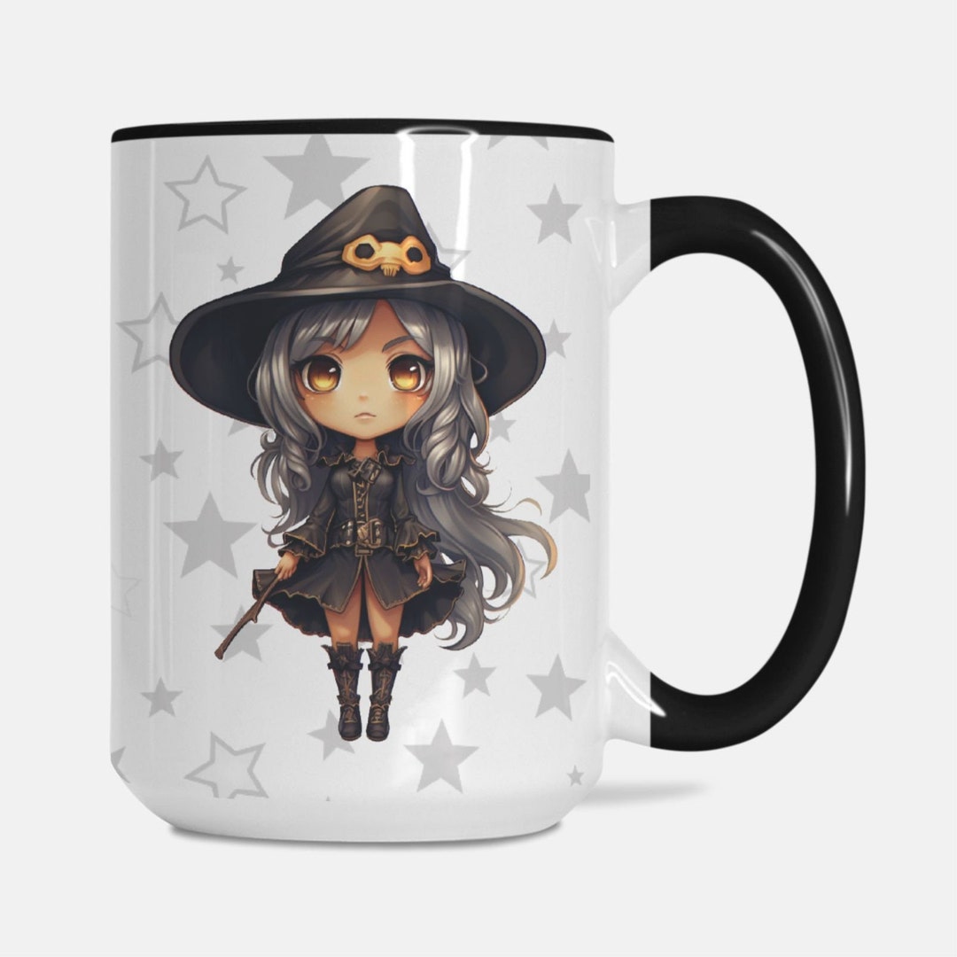 Chibi Silver Pretty Wicked Witch, Black White Mug 15 Oz, Multicolored ...