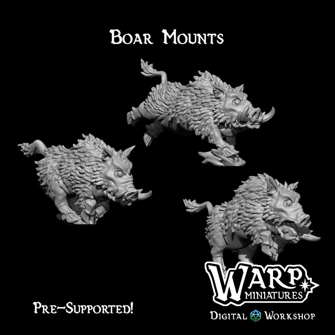 Pig-faced Orc Boar Mounts - Warp Miniatures - Etsy