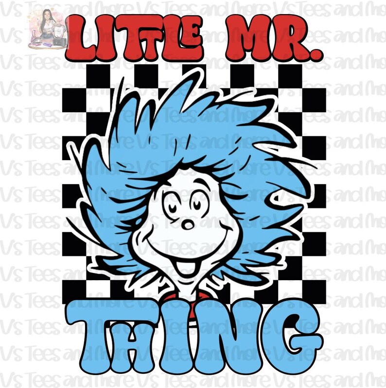 Checkered Dr. Seuss Little Mr. Thing PNG 300 DPI - Etsy