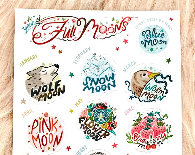Full Moon Planner Stickers Moon Phase Stickers Moon Phase Planner ...
