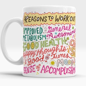 Fitness Gift, Exercise Coffee Mug, Reasons to Work Out Mug, Fitness Mug ...