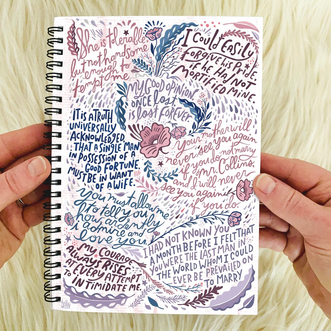 Pride and Prejudice Notebook - Bookish Notebook - Austen Gift ...