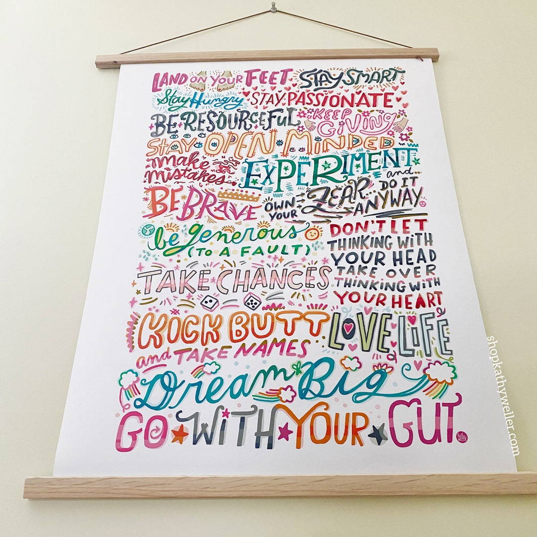 Be Brave Positive Affirmations Poster Art With Wood Hanger - Personal ...