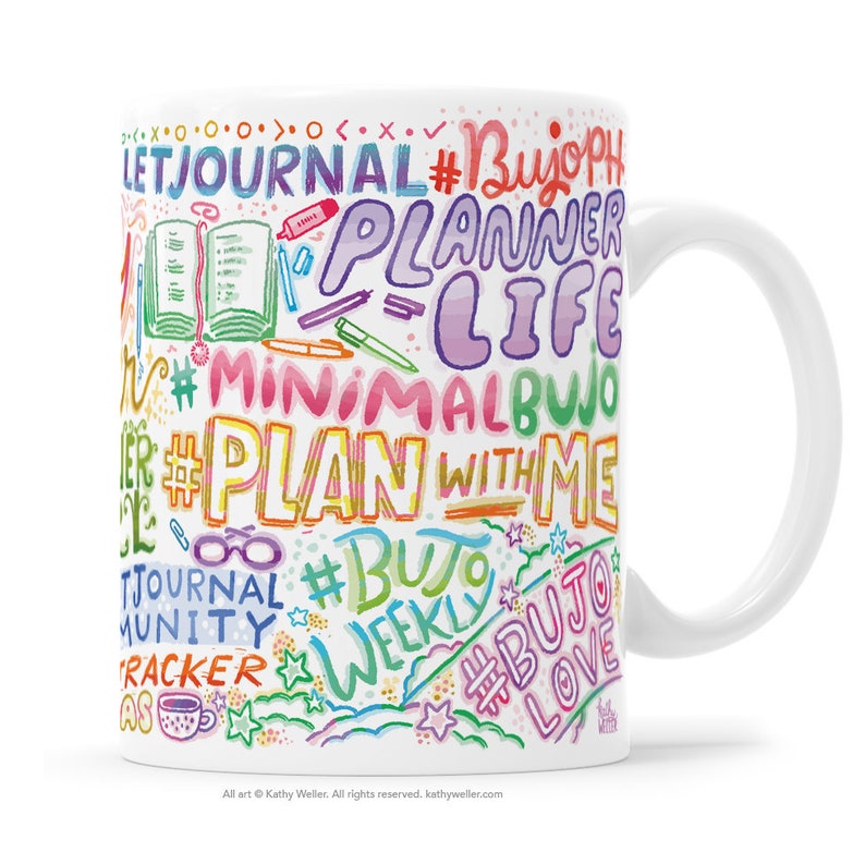 Hand Lettered Planner Mug, Bullet Journal Mug, Hashtag Mug, Bullet ...