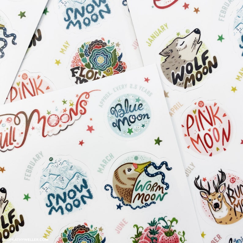 Full Moon Planner Stickers Moon Phase Stickers Moon Phase | Etsy