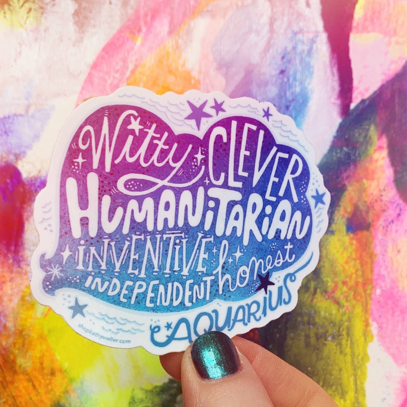 Aquarius Sticker Zodiac Astrology Gifts Aquarius Decal Star | Etsy