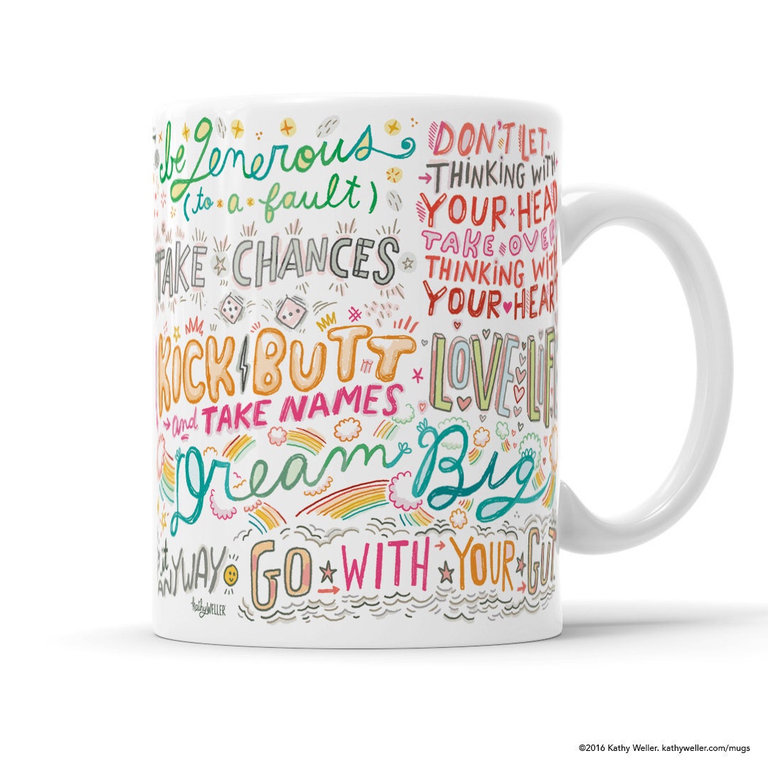 Encouragement Mug - Self Confidence Gift - Hand Lettered Inspirational ...