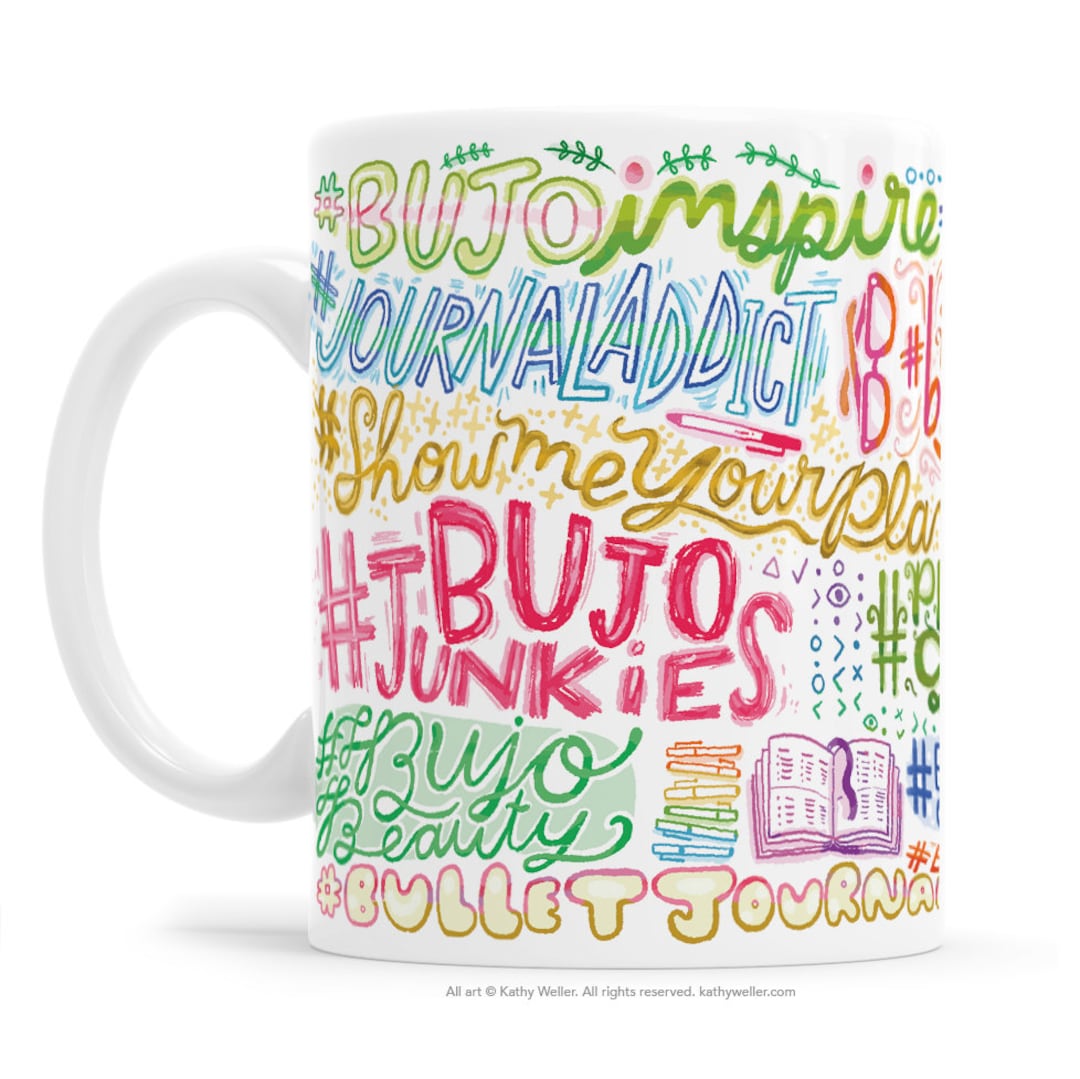 Hand Lettered Planner Mug, Bullet Journal Mug, Hashtag Mug, Bullet ...