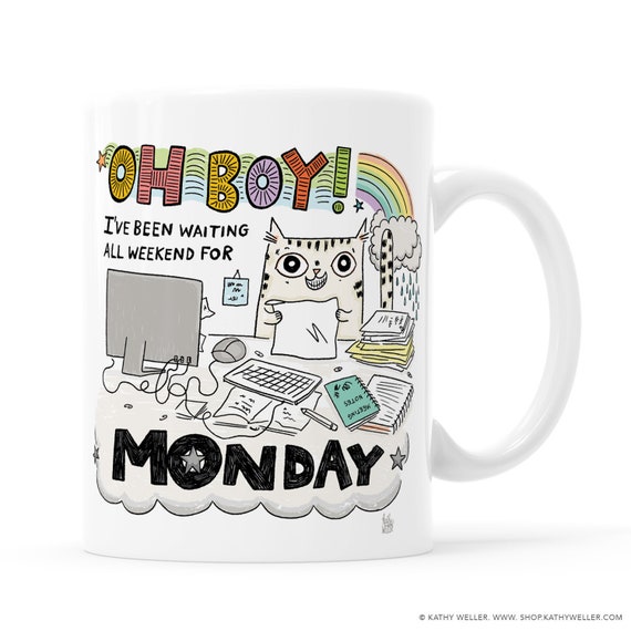 Monday Mug Office Cat Mug Funny Office Work Mug Monday Office | Etsy