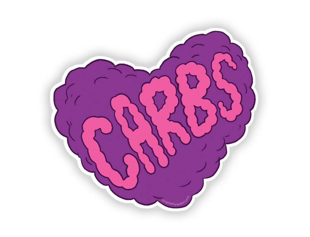 I Love Carbs Sticker - Love Carbs - Purple Heart Sticker - I Love Carbs ...