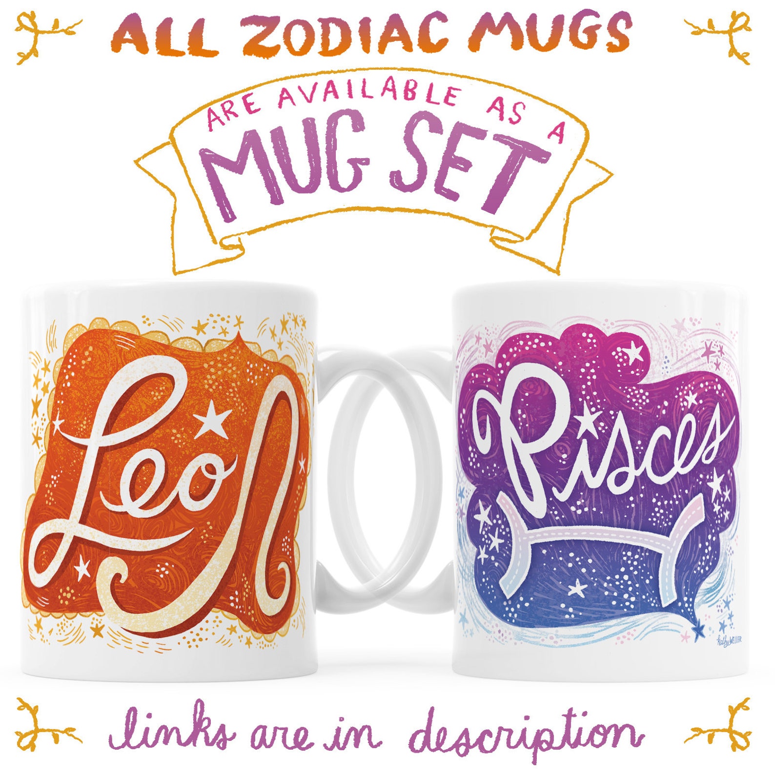 Purple Pisces Mug Hand Lettered Zodiac Mug Pisces Mug - Etsy