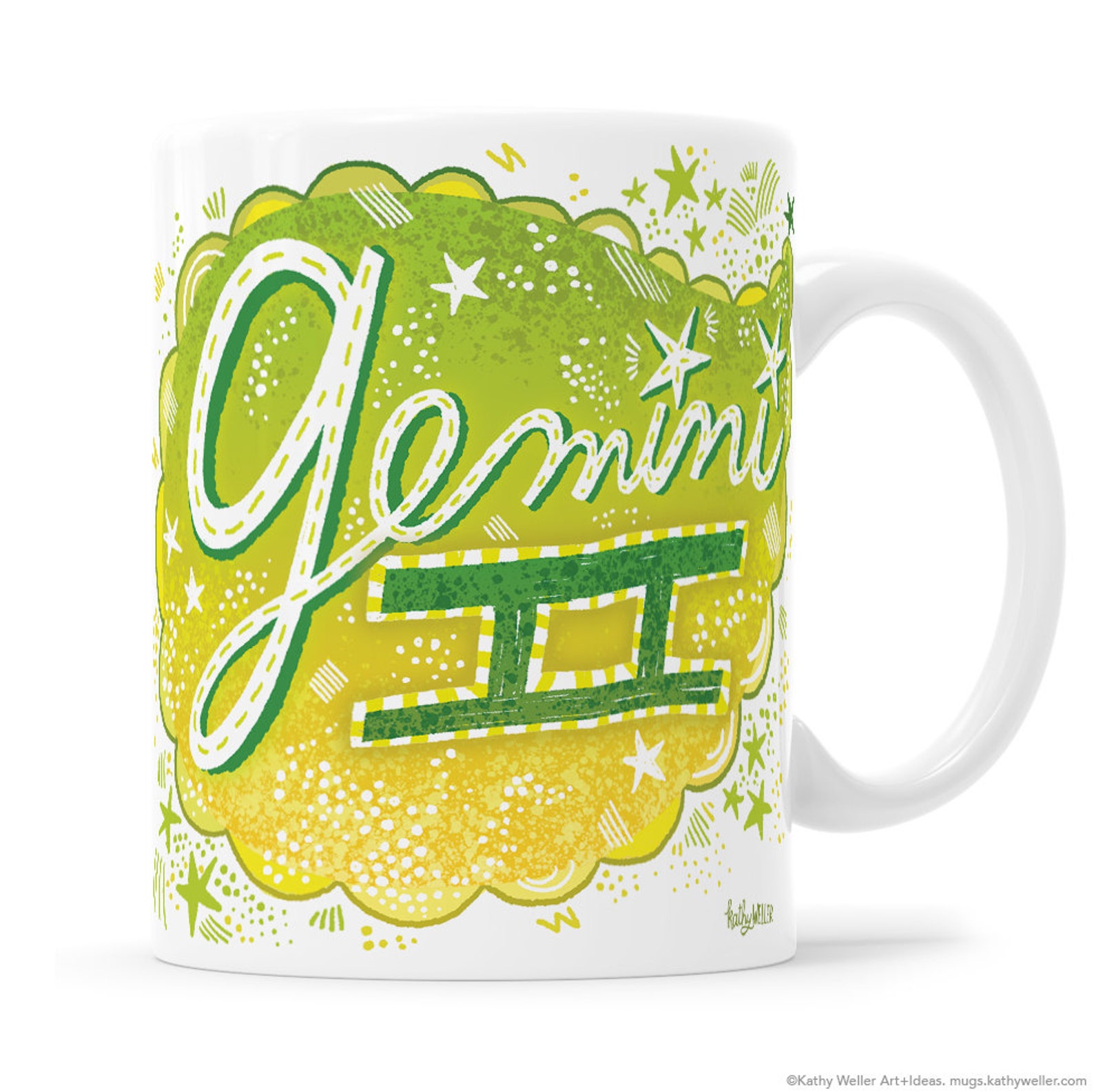 Gemini Mug . Gemini Birthday Present . Gemini Zodiac Sign Mug . Yellow ...