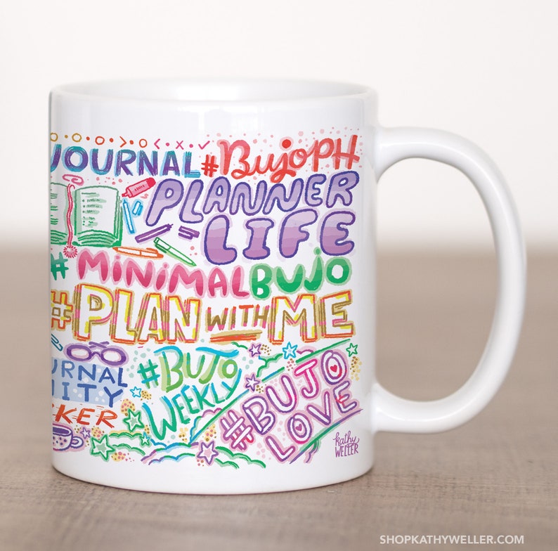 Hand Lettered Planner Mug Bullet Journal Mug Hashtag Mug | Etsy