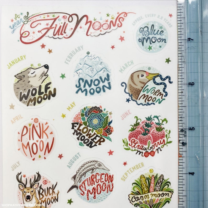 Full Moon Planner Stickers Moon Phase Stickers Moon Phase | Etsy