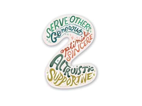 Enneagram 2 the Helper Personality Type Lettering Number Two - Etsy