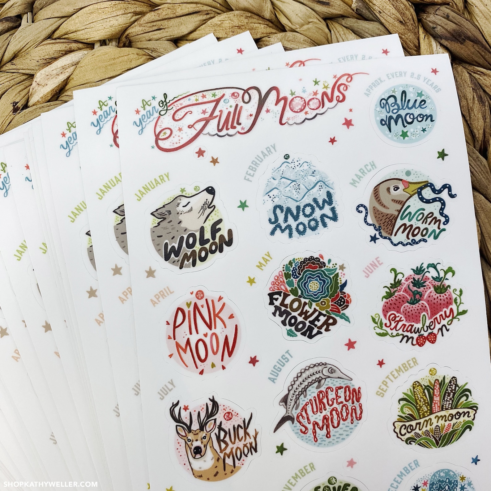 Full Moon Planner Stickers Moon Phase Stickers Moon Phase | Etsy