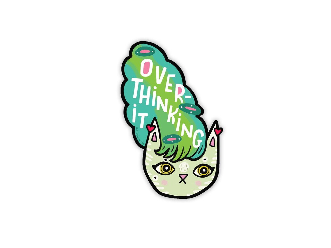 Overthink This, Introvert Sticker, Big Hair Sticker, Cat Sticker ...