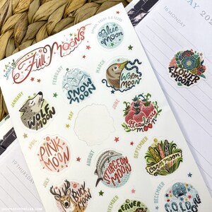 Full Moon Planner Stickers Moon Phase Stickers Moon Phase | Etsy