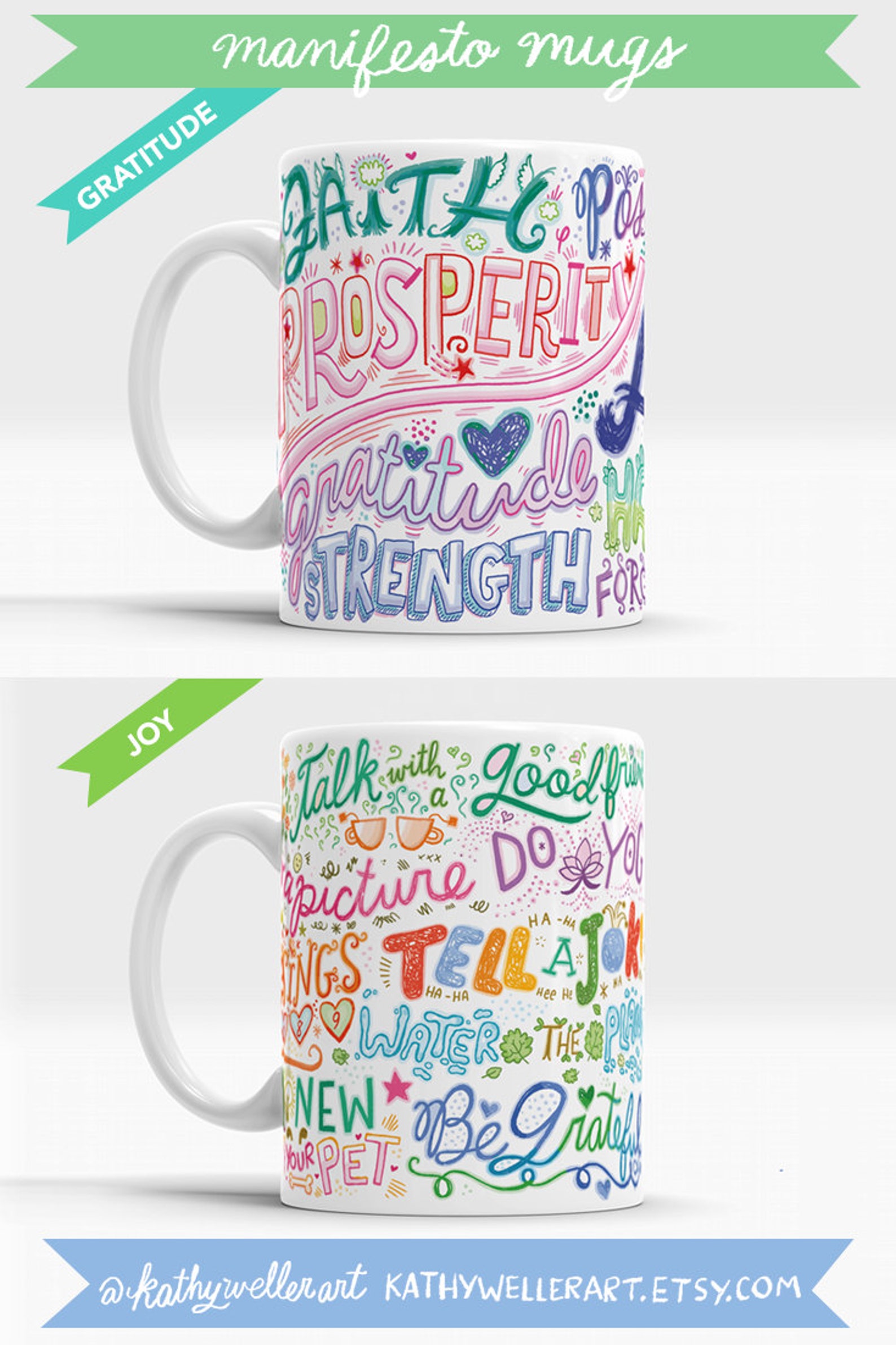 Colorful Hand Lettered Positive Affirmations Mug Self Care - Etsy