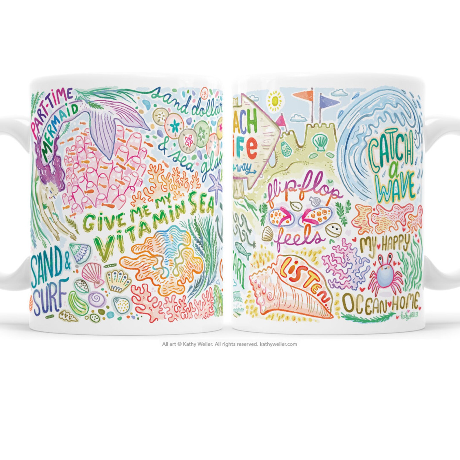 Beach Mug Beach Life Mermaid Mug Beach Coffee Mug Part Time - Etsy