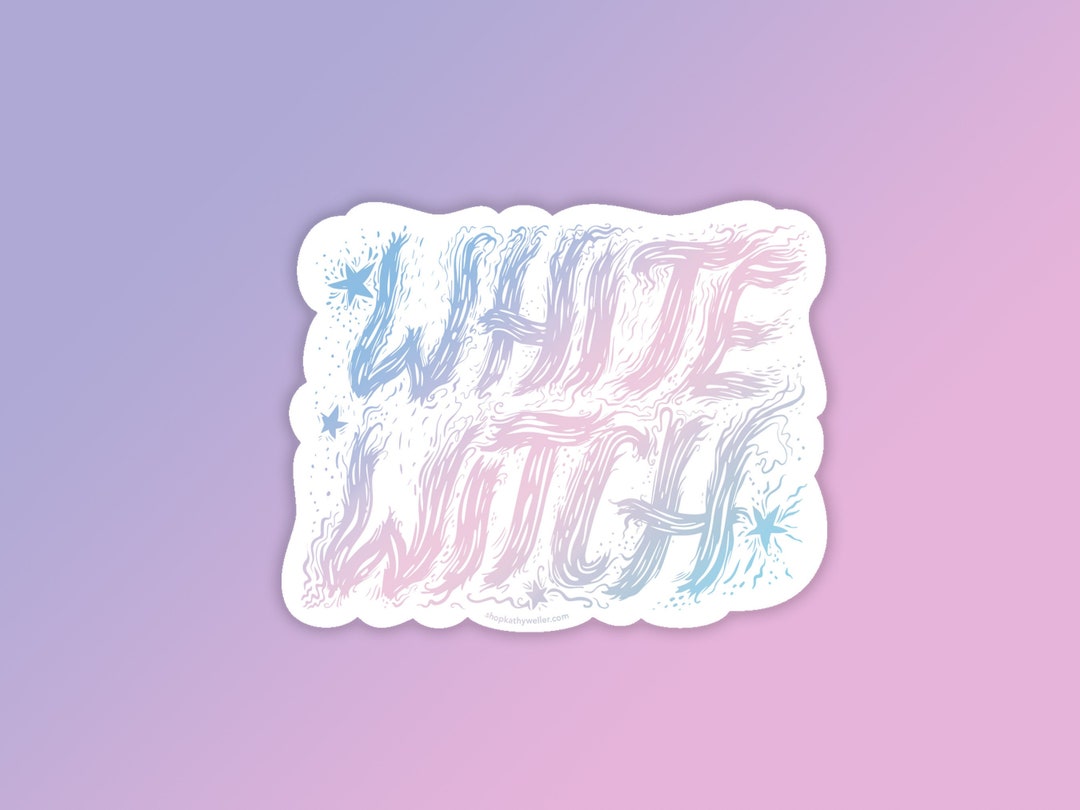 White Witch Holographic Sticker: Hand-lettered Vinyl Amulet - Etsy