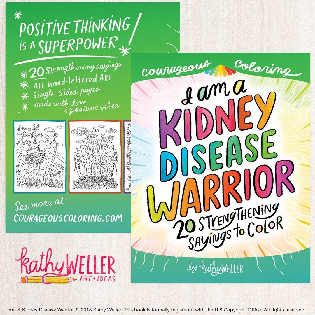 Kidney Coloring Book Kidney Disease Book Kidney Disease Warrior ...