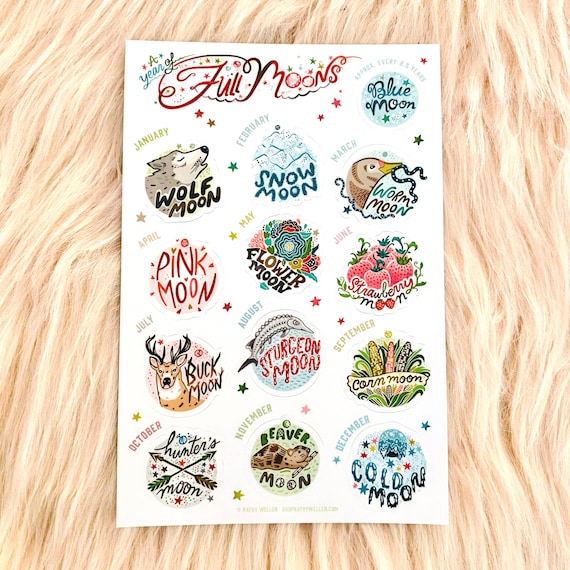 Full Moon Stickers Full Moon Sticker, Glow In The Dark Moon Decal,