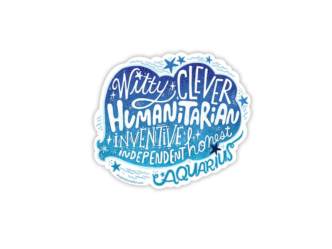 Aquarius Zodiac Sticker: Hand-lettered Astrology Gift - Etsy