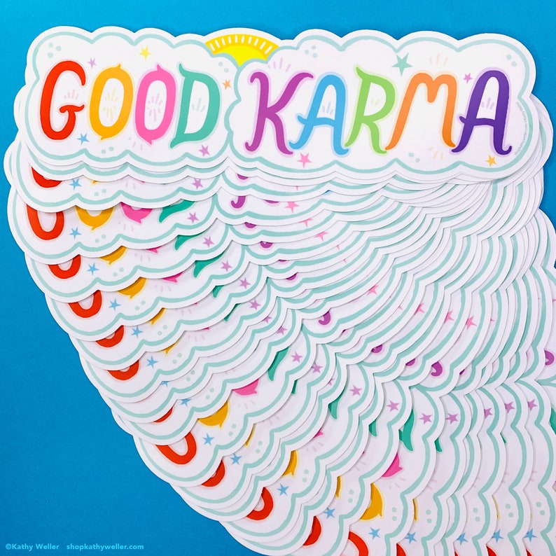 Good Karma Bumper Sticker Car Decal Rainbow Hippie Sticker Yoga Boho ...