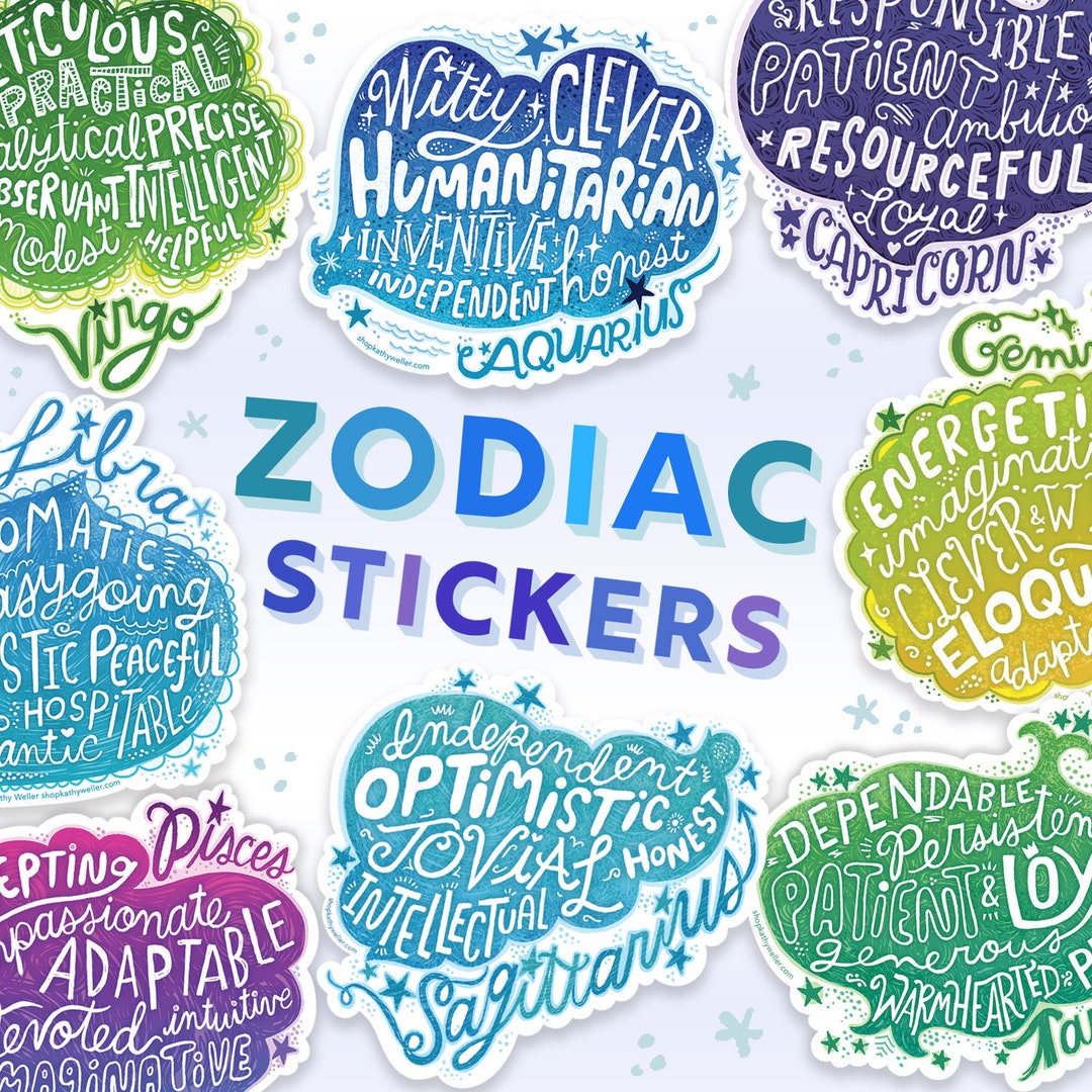 Aquarius Sticker Zodiac Astrology Gifts Aquarius Decal Star Sign ...
