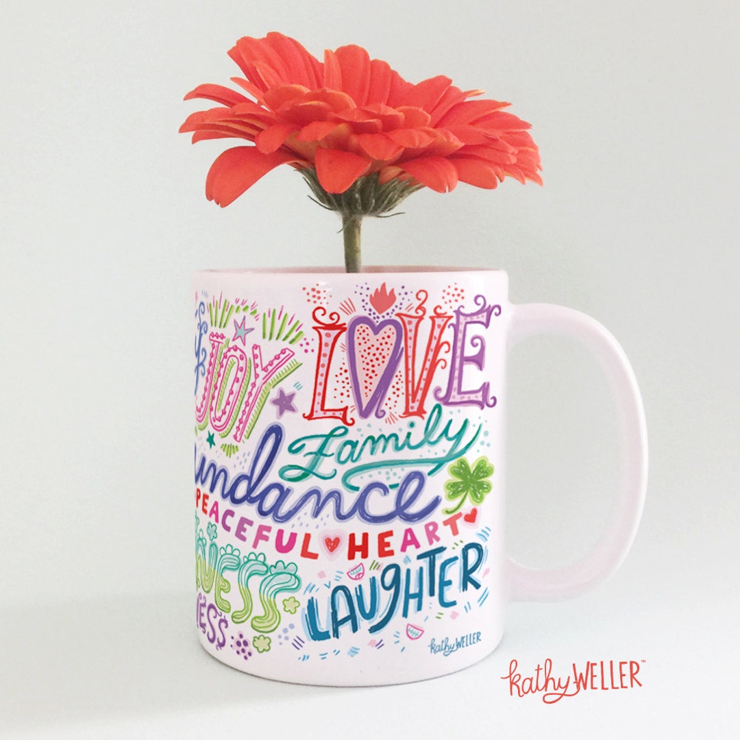 Colorful Hand Lettered Positive Affirmations Mug, Self Care Mug ...