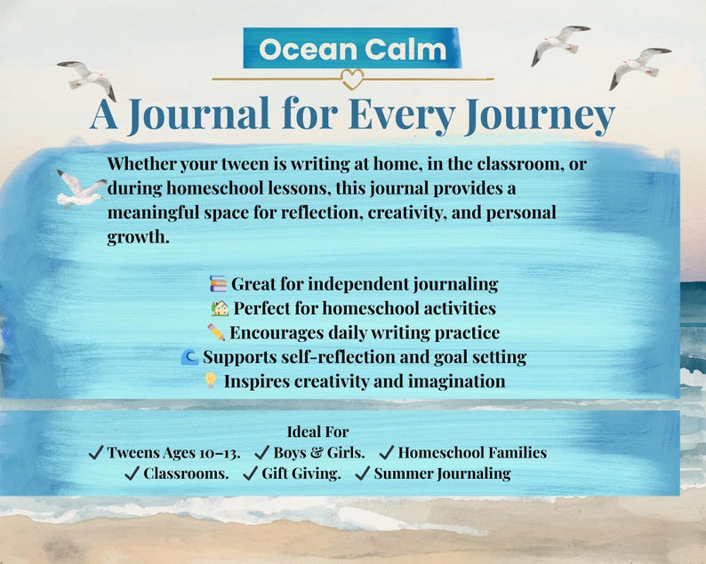 Ocean Brain Dump Journal for Tweens Ages 10-13 | Printable Journal for ...