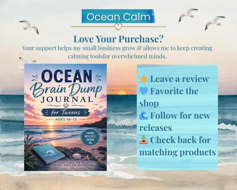 Ocean Brain Dump Journal for Tweens Ages 10-13 | Printable Journal for ...