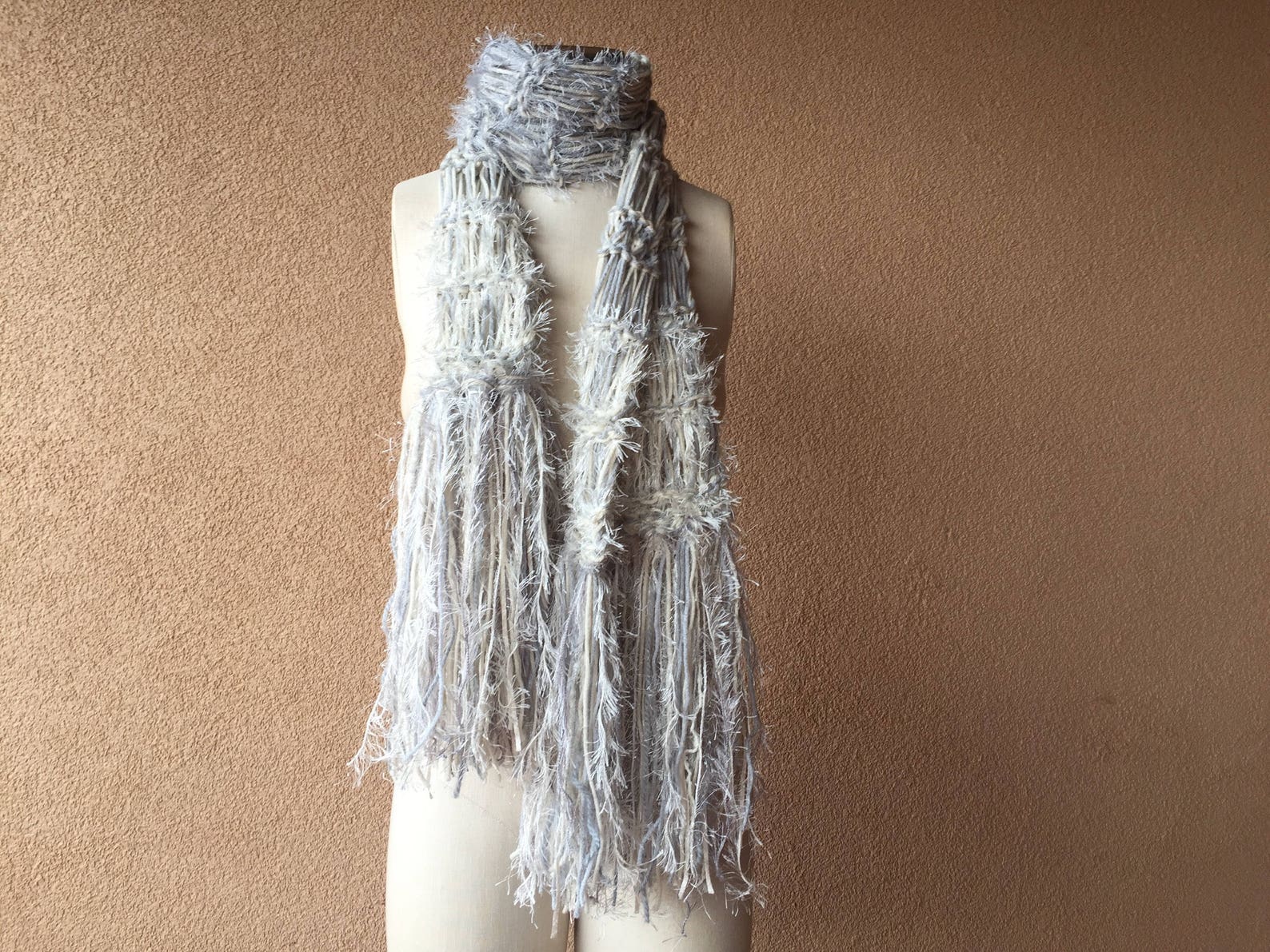 Light Grey Scarf Silver Gray and Ivory off White Scarf - Etsy