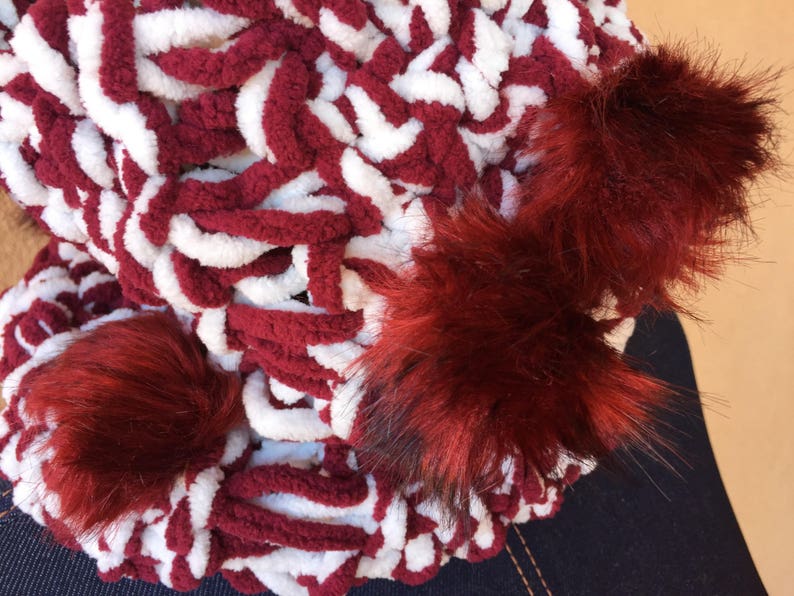 Red Knit Accessory Scarf Infinity Scarf for Women Gift Chunky | Etsy