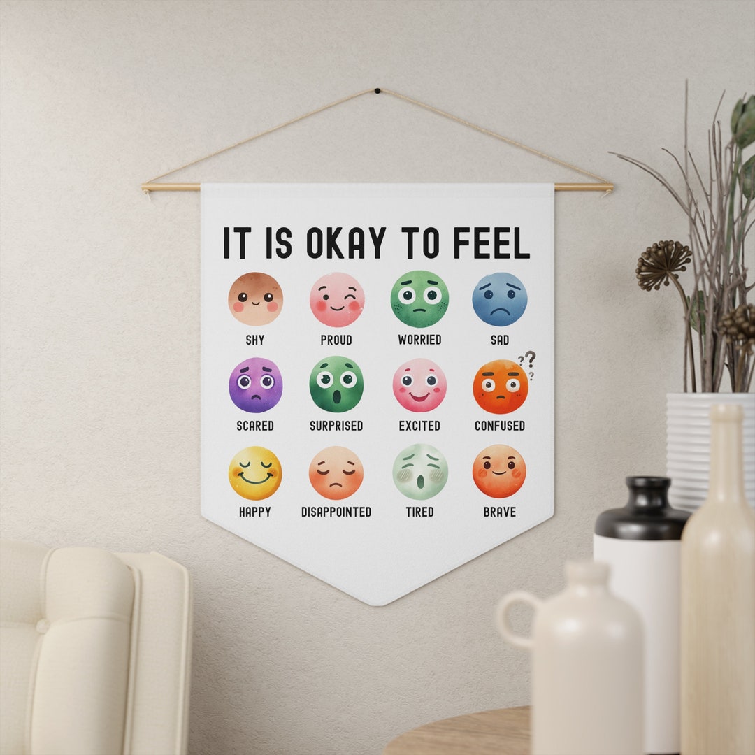 It's Okay to Feel, Classroom Decor Pennant, Feelings Chart Poster, My ...