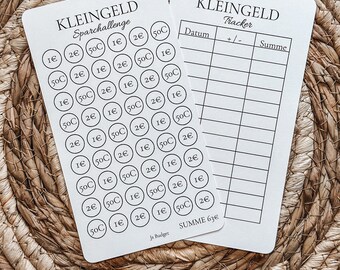 Kleingeld Spar Challenge I 3 Versionen I Einlagen A6 Budgetbinder ...