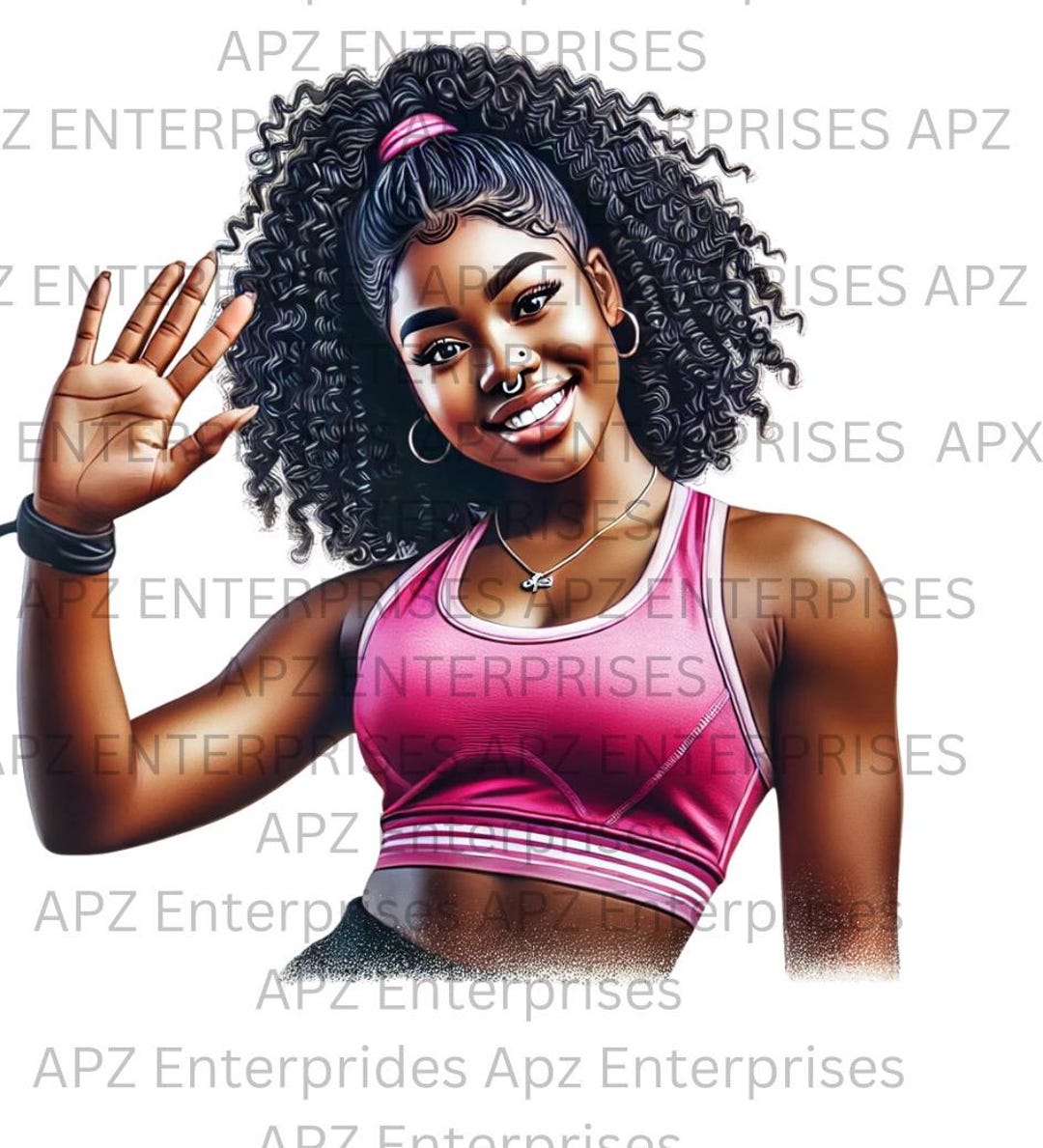 3 Black Girls in Pink Clipart Set - Etsy