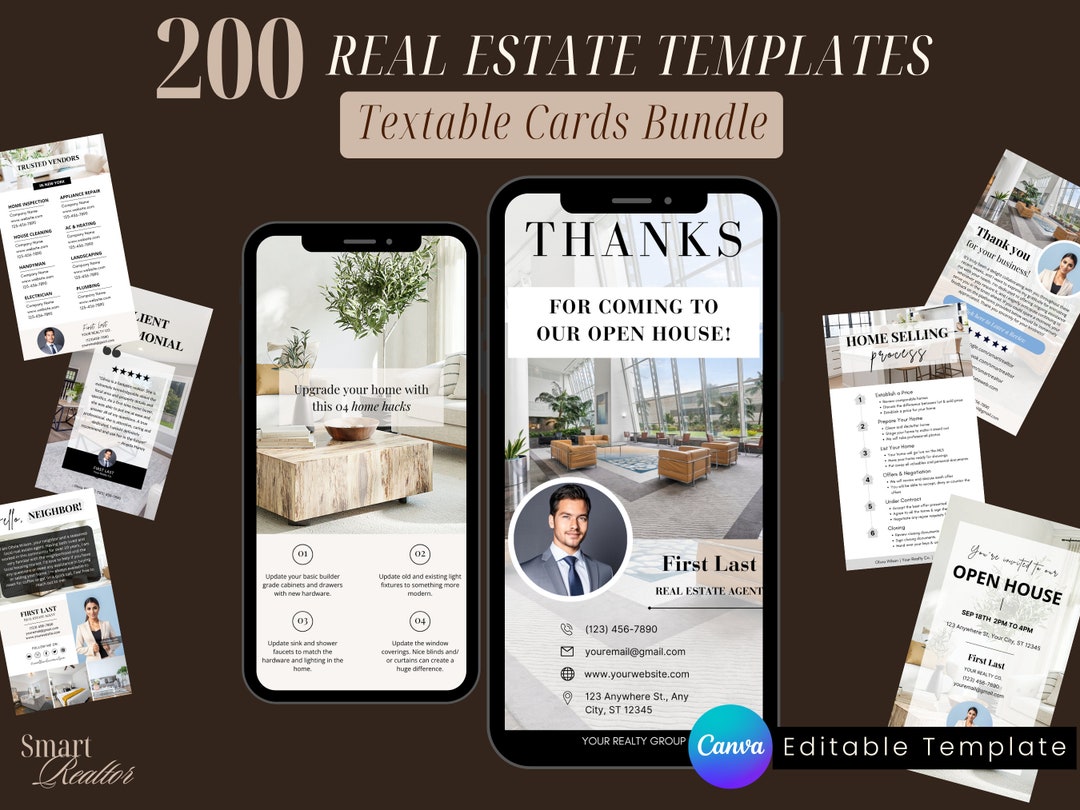 100 Textable Prospecting Cards Digital Business Card Bundle Real Estate ...